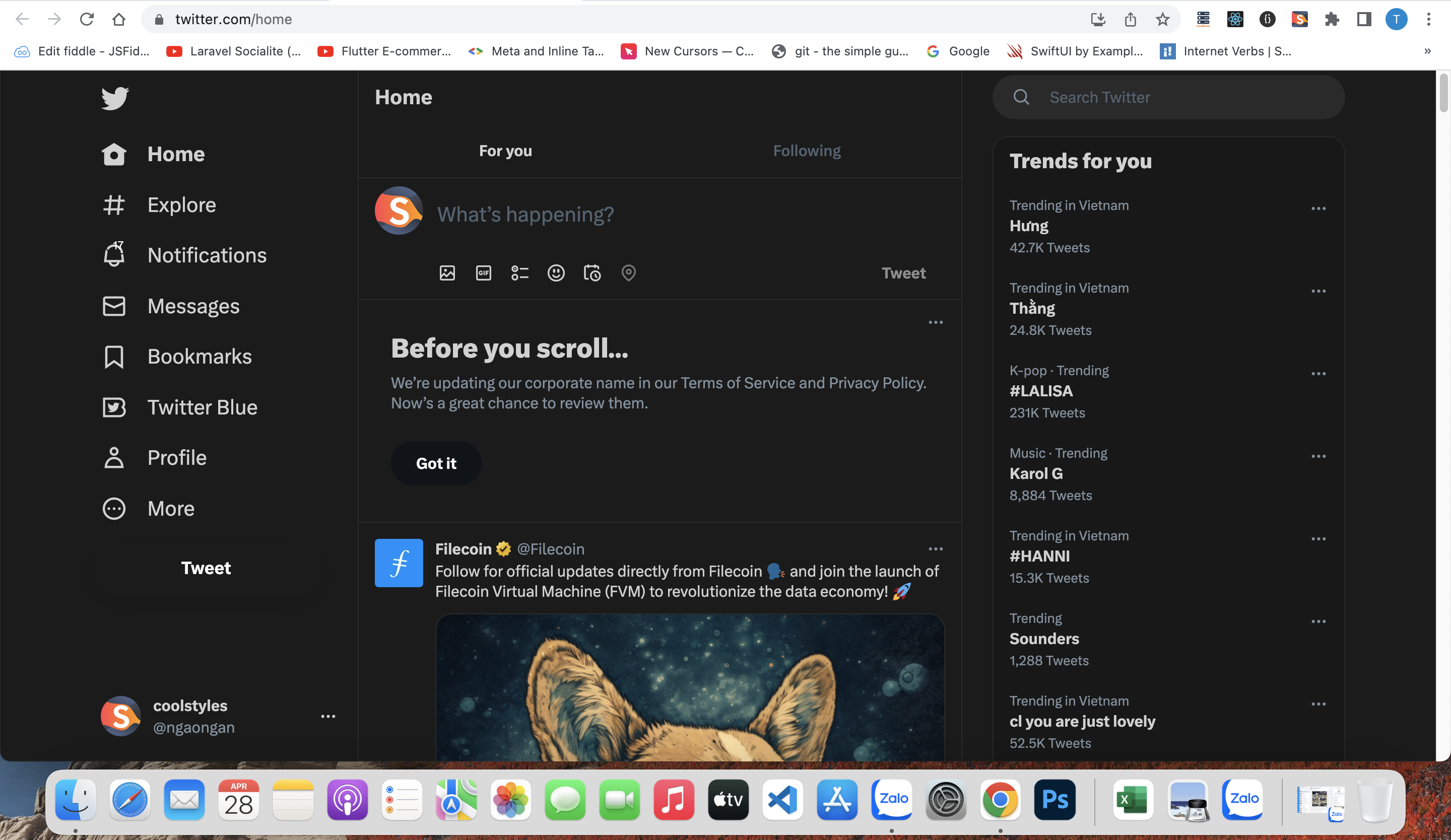 Twitter-Dark mode theme | CoolStyles.org